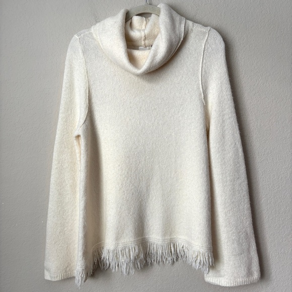 Anthropologie | Sweaters | Anthropologie Akemi Kin Cream Fringe Wool ...